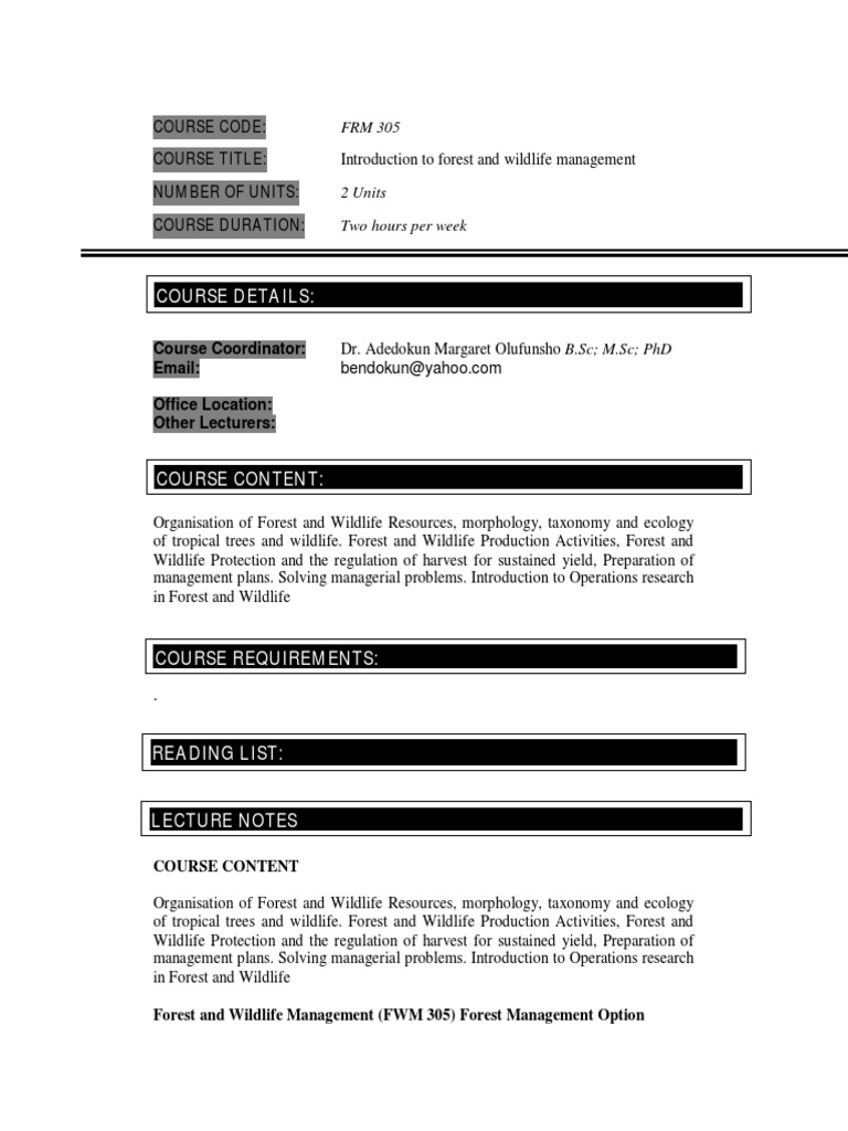 Introduction To Forest And Wildlife Management Pdf Forestry Resource