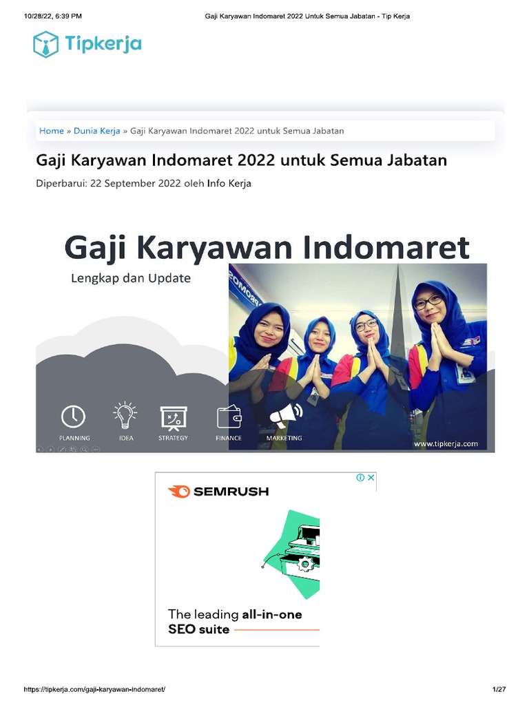 Gaji Karywan Indomaret 2022 | PDF