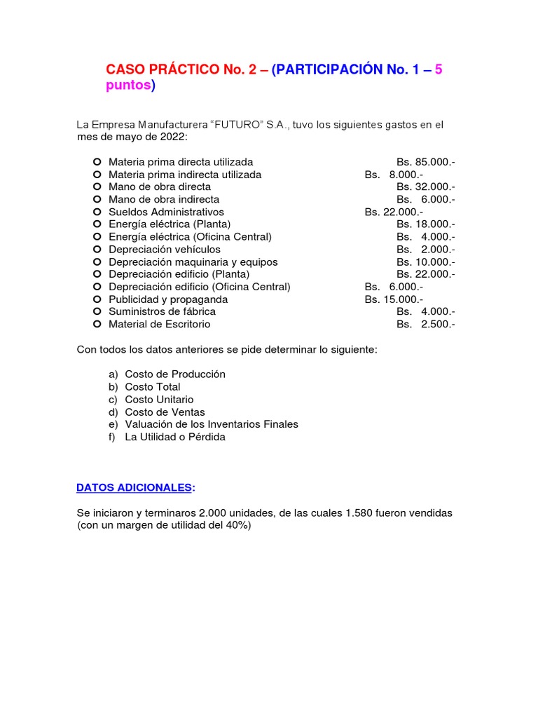 CASO PRÁCTICO No 2 y 3 | PDF | Estado de resultados | Depreciación