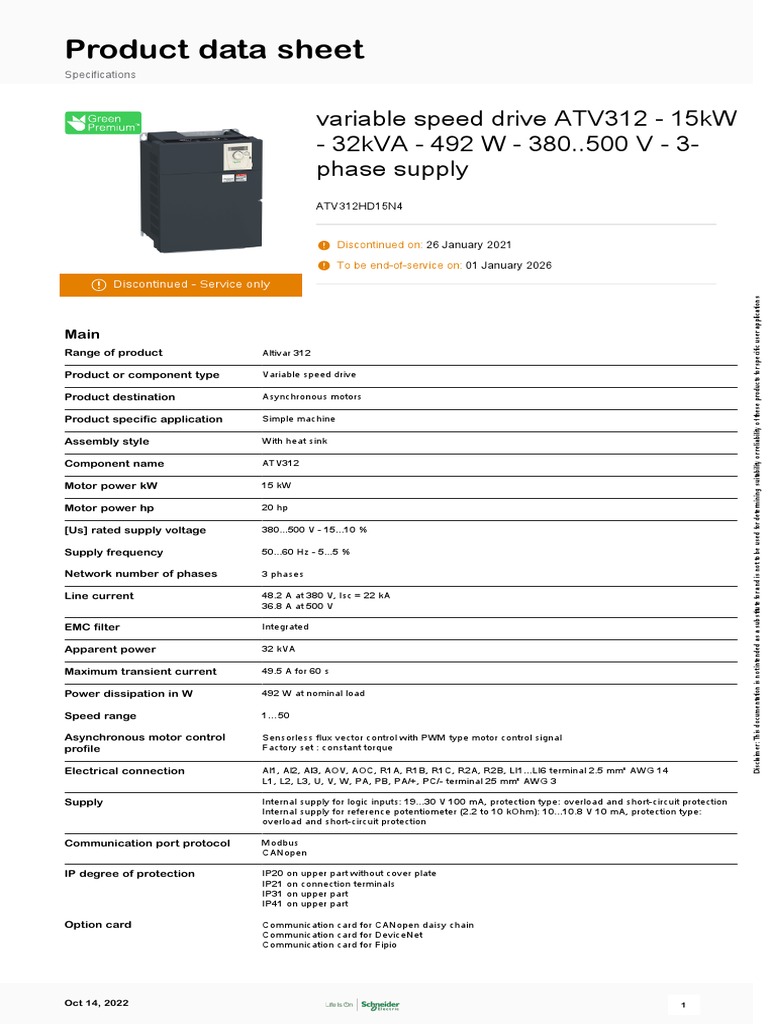 Altivar 312 - ATV312HD15N4 | PDF | Electric Motor | Electric Power ...