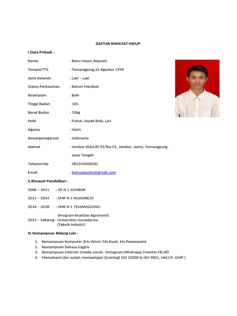 CV Banu Hasan Alqosim | PDF