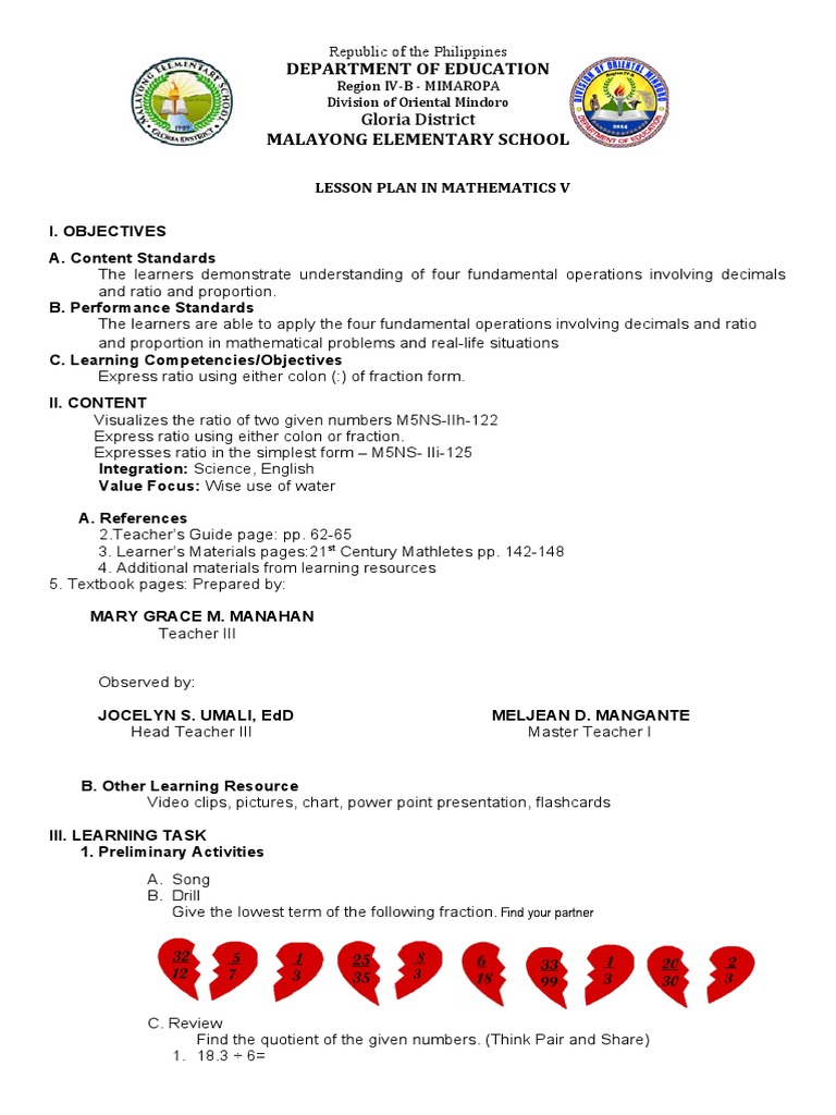 Cot Math | PDF | Ratio | Water