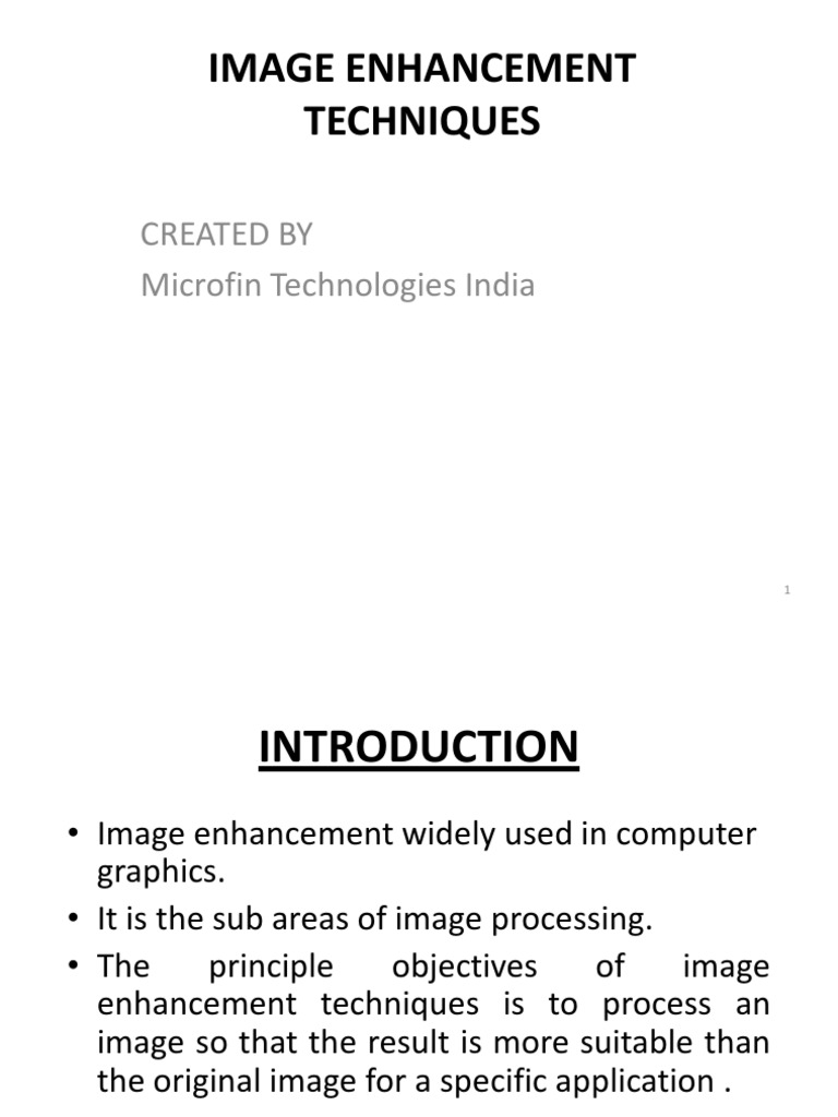 Image Enhancement Techniques | PDF