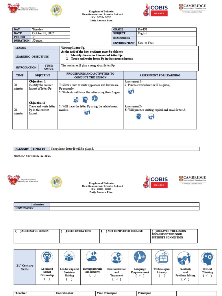 LP English (Writing Letter PP) | PDF | Lesson Plan | Cognition