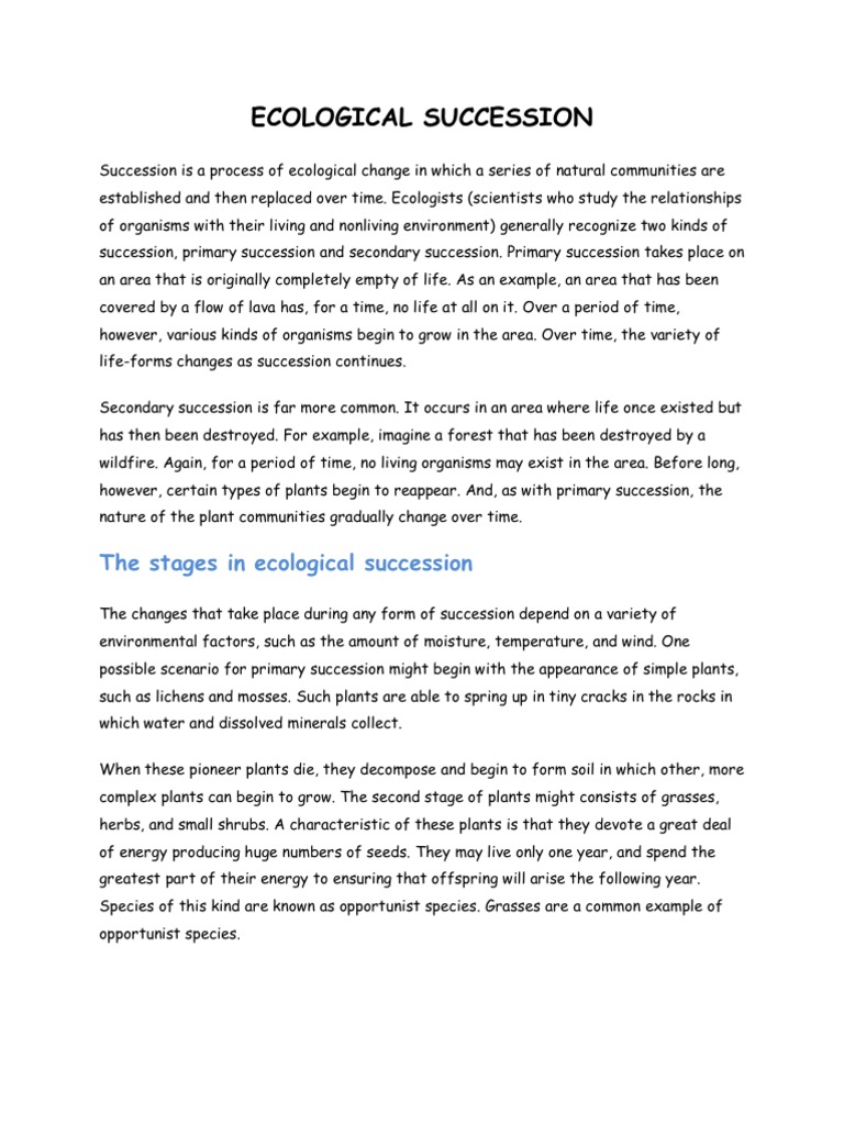 Ecological Succession | PDF | Ecology | Trees