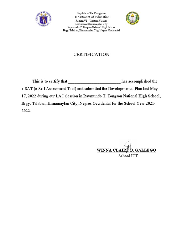 CERTIFICATION Esat | PDF