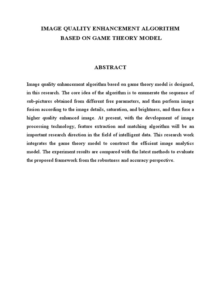 Image Quality Enhancement Algorithm Based On Game Theory Model-1 | PDF | Matlab | Graphical User ...