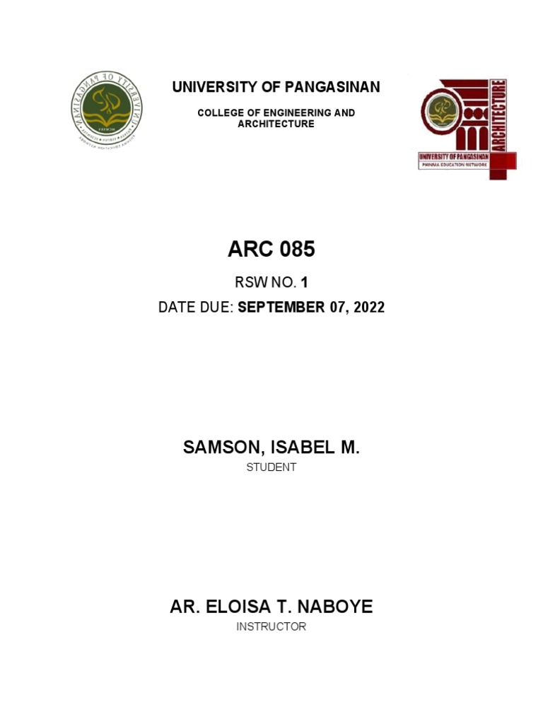 Arc 085 - RSW #1 Samson, Isabel M. | PDF | Organizational Structure | Project Management