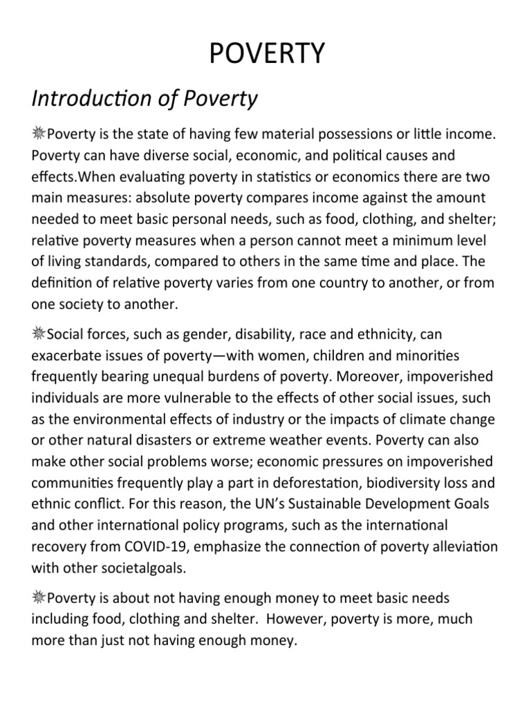 Introduction of Poverty | PDF | Poverty | Poverty & Homelessness