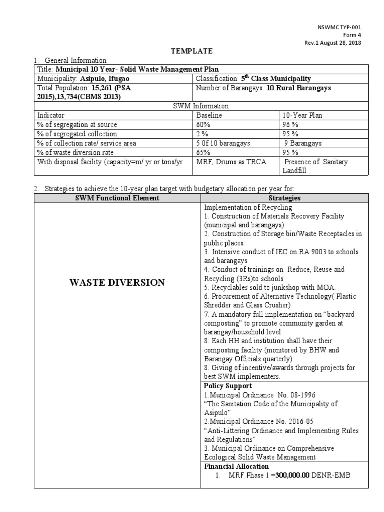 Asipulo Solid Waste Management Profile | PDF | Waste Management ...