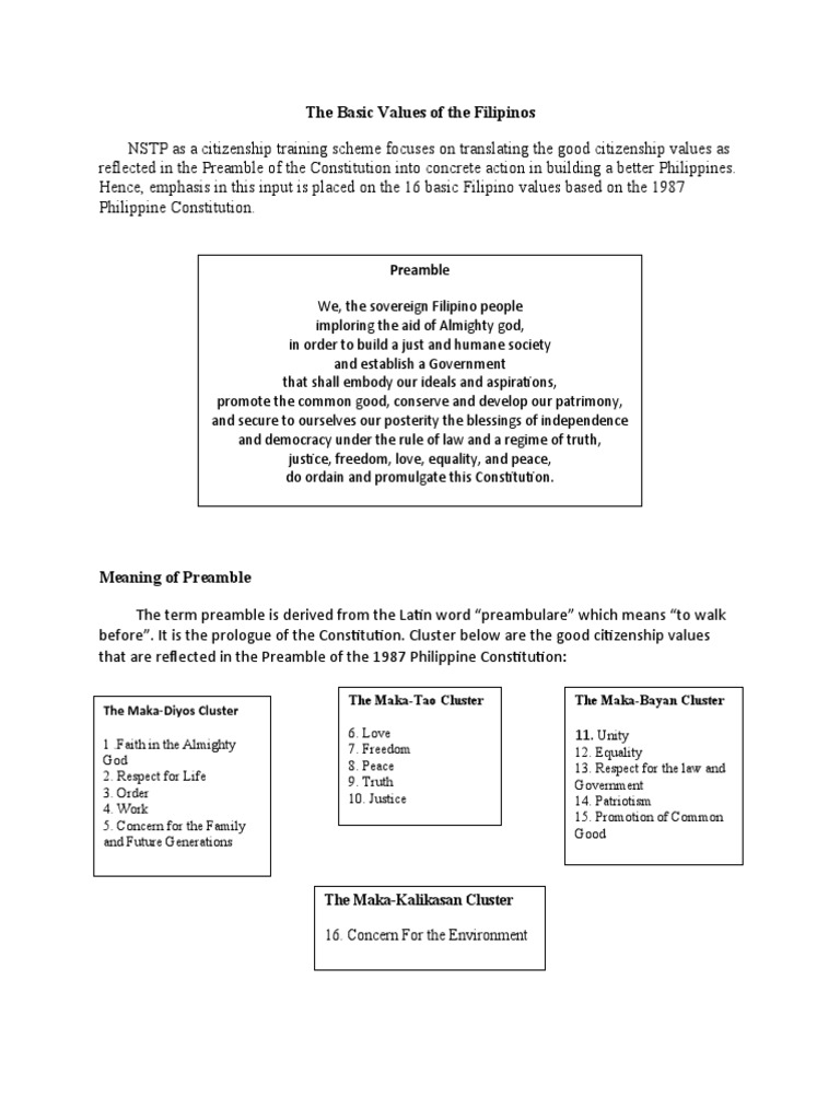 The Basic Values of The Filipinos | PDF | Love