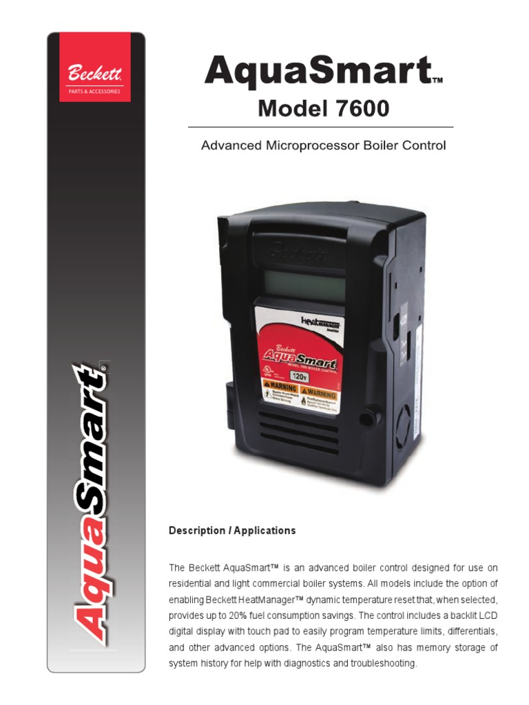AquaSmart 7600 Burner Control Manual | PDF | Water Heating | Electrical ...