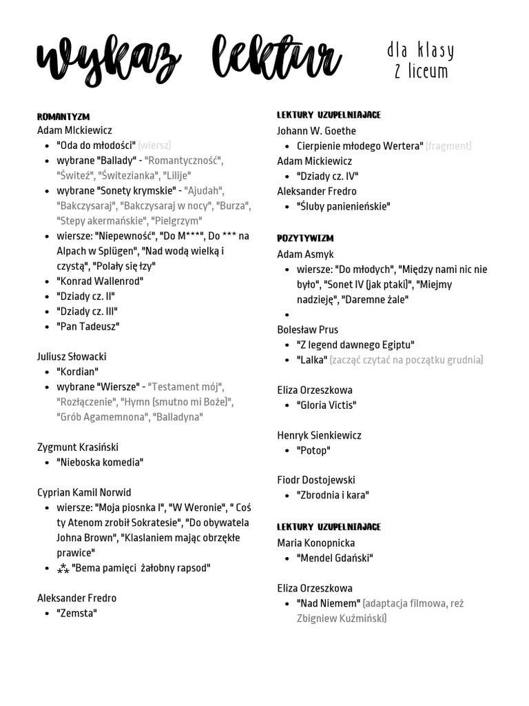 Romantyzm - Notatki | PDF