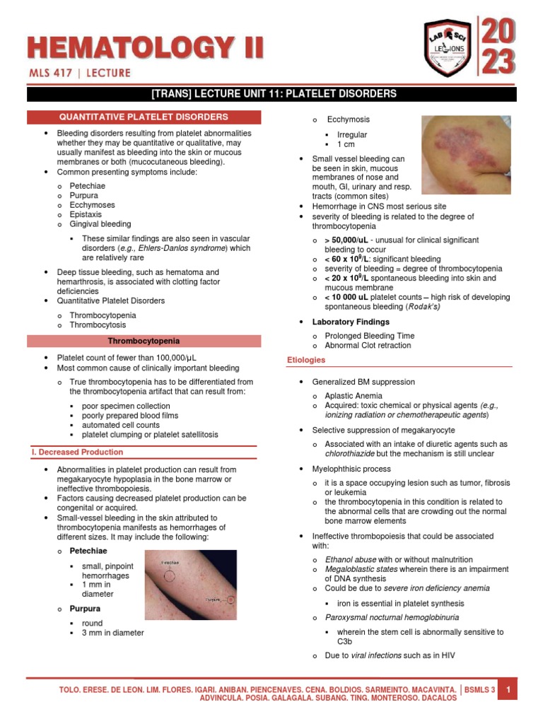 Platelet Disorders | PDF | Platelet | Coagulation
