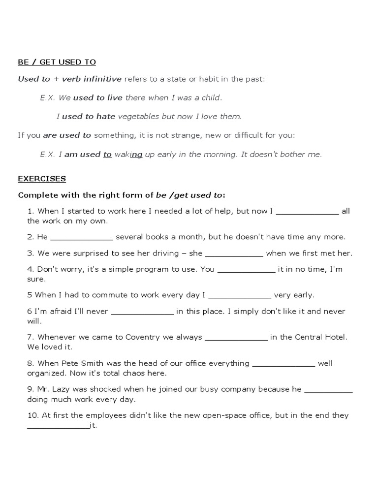 Be or Get Used To | PDF | Verb | Semantic Units