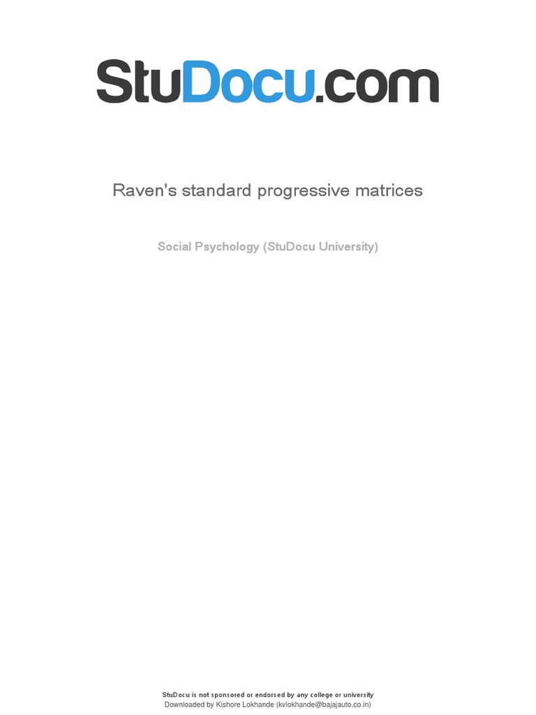 Ravens Standard Progressive Matrices | PDF | Percentile | Thought