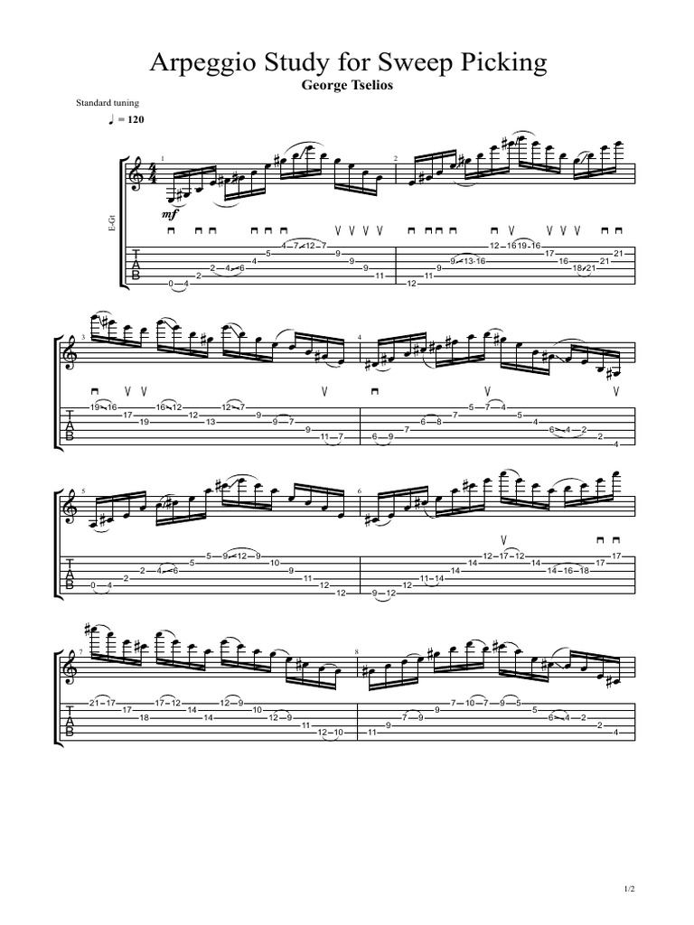 Sweep Picking Arpeggio Study | PDF | Chess