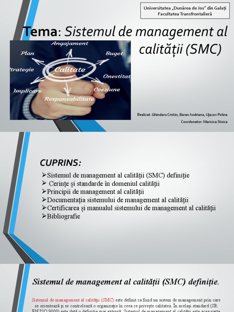 Sistemul de Managemnt Al Calitatii Prezentare | PDF