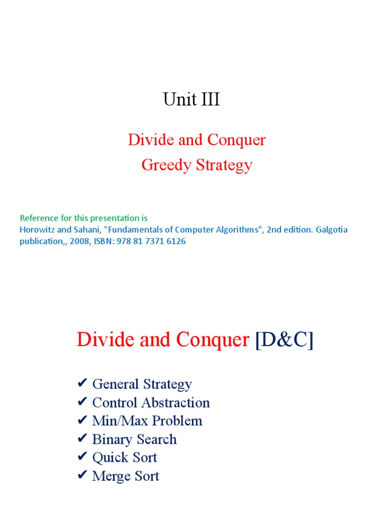 Unit II D&C and Greedy 2022I | Download Free PDF | Mathematical Optimization | Theoretical ...