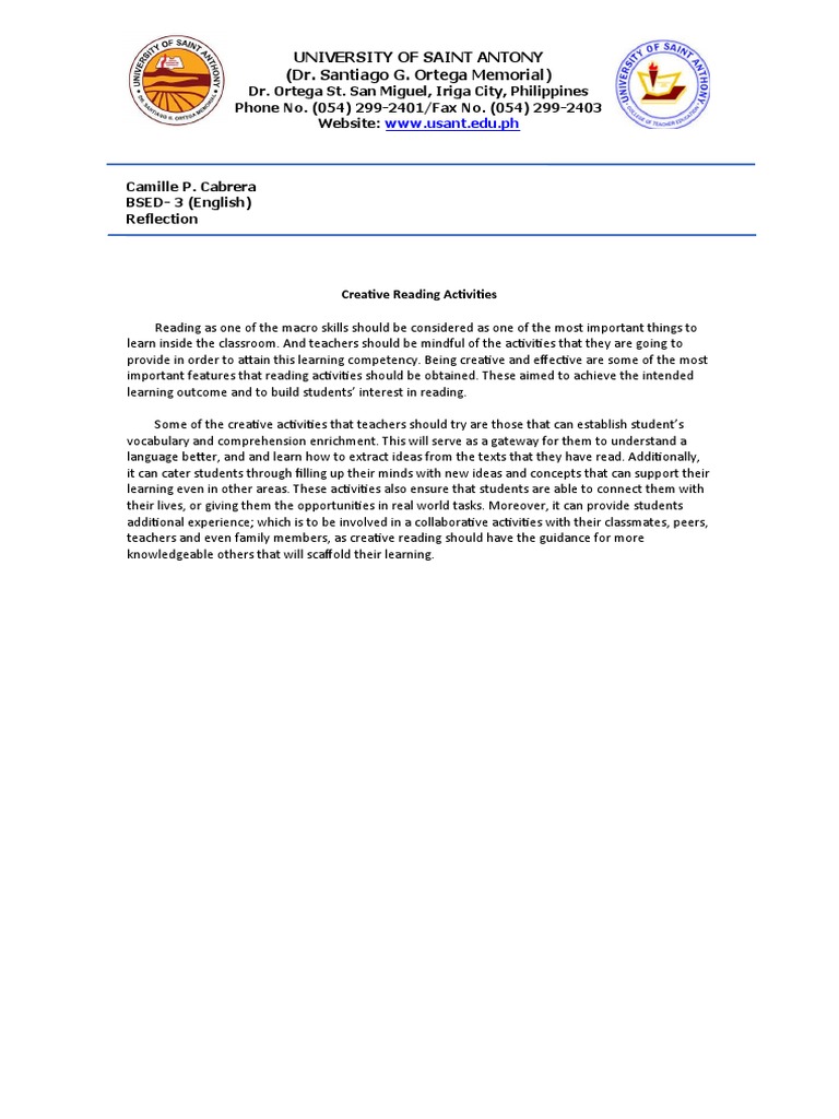 Creative Reading Activities | PDF