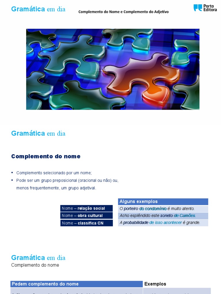 Complementos Do Nome e Adjetivo | PDF | Linguística