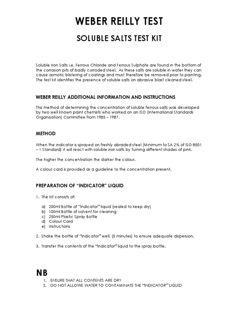 Weber Reilly Test | PDF | Solubility | Salt (Chemistry)