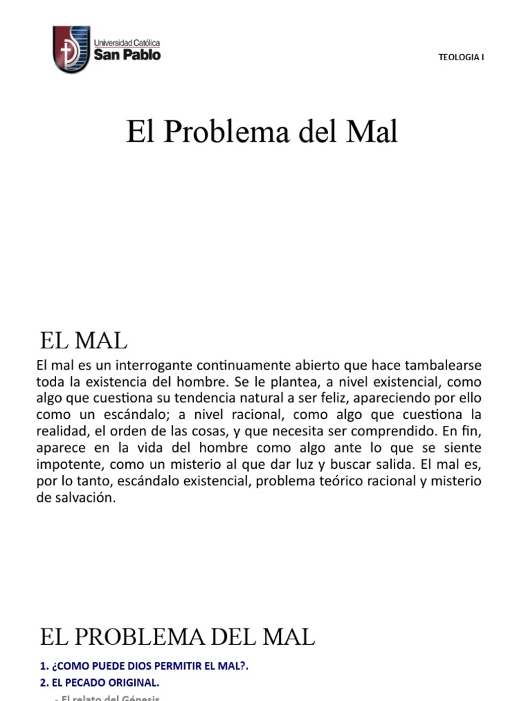 El Problema Del Mal | PDF | El pecado original | Pecado