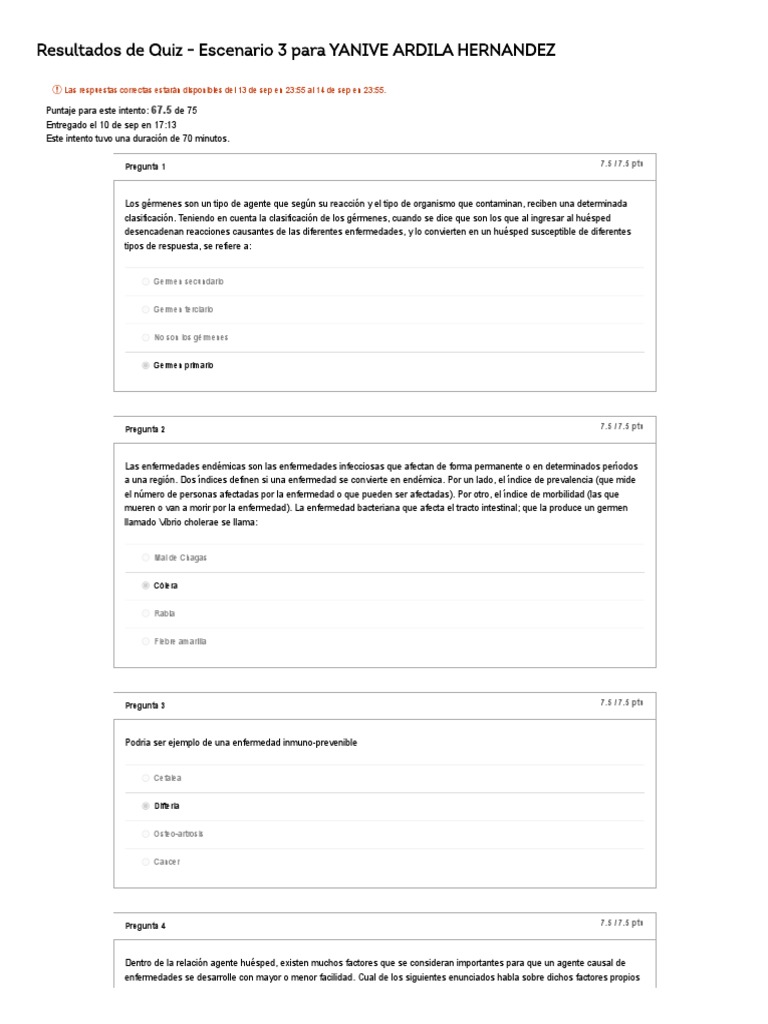 Resultados del Quiz de Salud y Riesgos | PDF | Medicina CLINICA ...