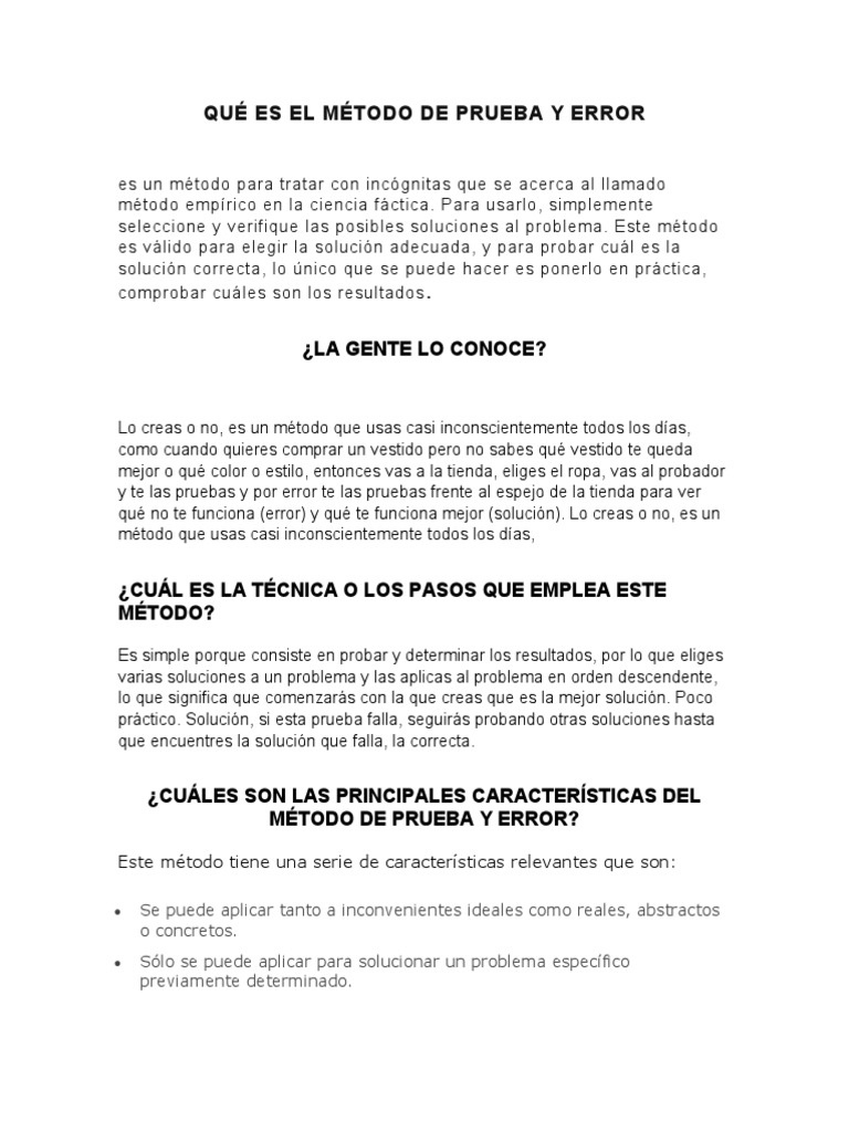Qué Es El Método De Prueba Y Error Pdf Método Científico Heurístico 1748