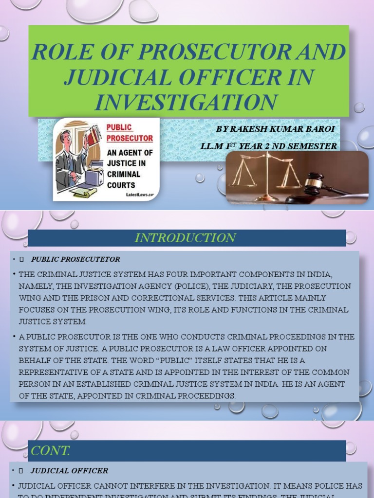 Role of Prosecutor and Judicial Officer in Investigation | PDF ...