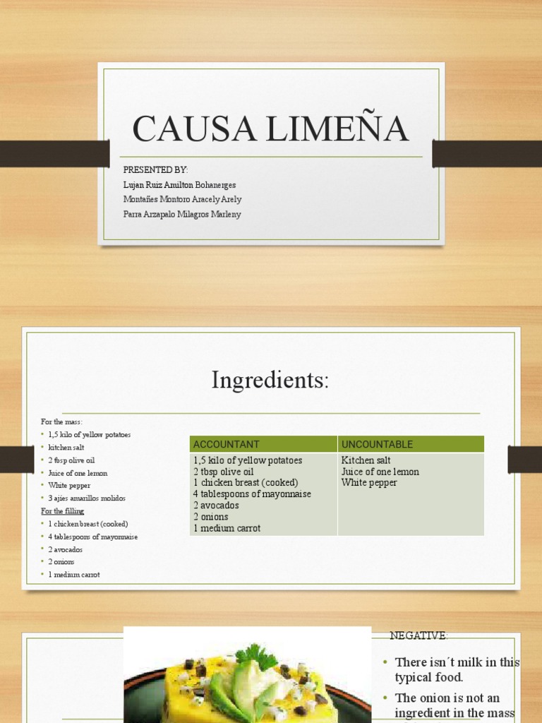 Causa Limeña: Ingredients and Recipe | PDF