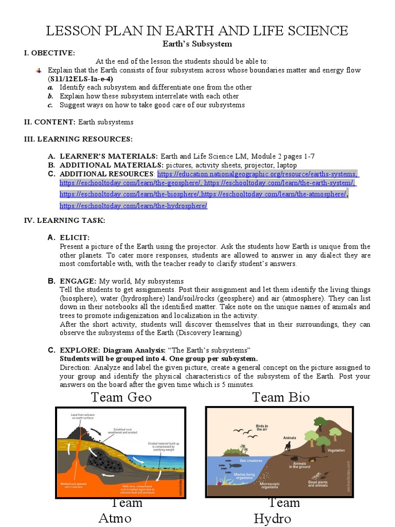 Earth Subsystems Lesson Explained | PDF | Earth | Natural Environment