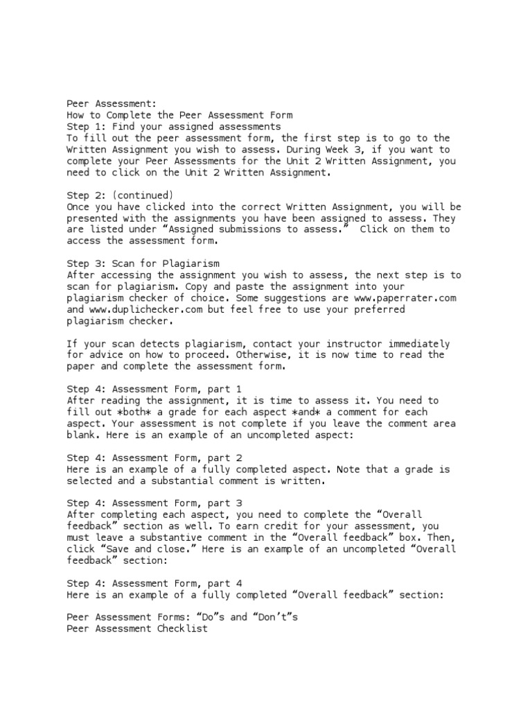 Peer Assessment How To Complete The PA Form | PDF | Career & Growth