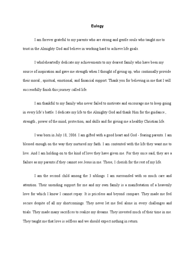 Eulogy | PDF | Love | Jesus