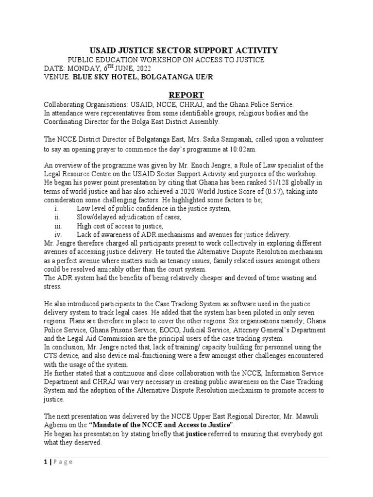 Report On Usaid Justice Prog. | PDF