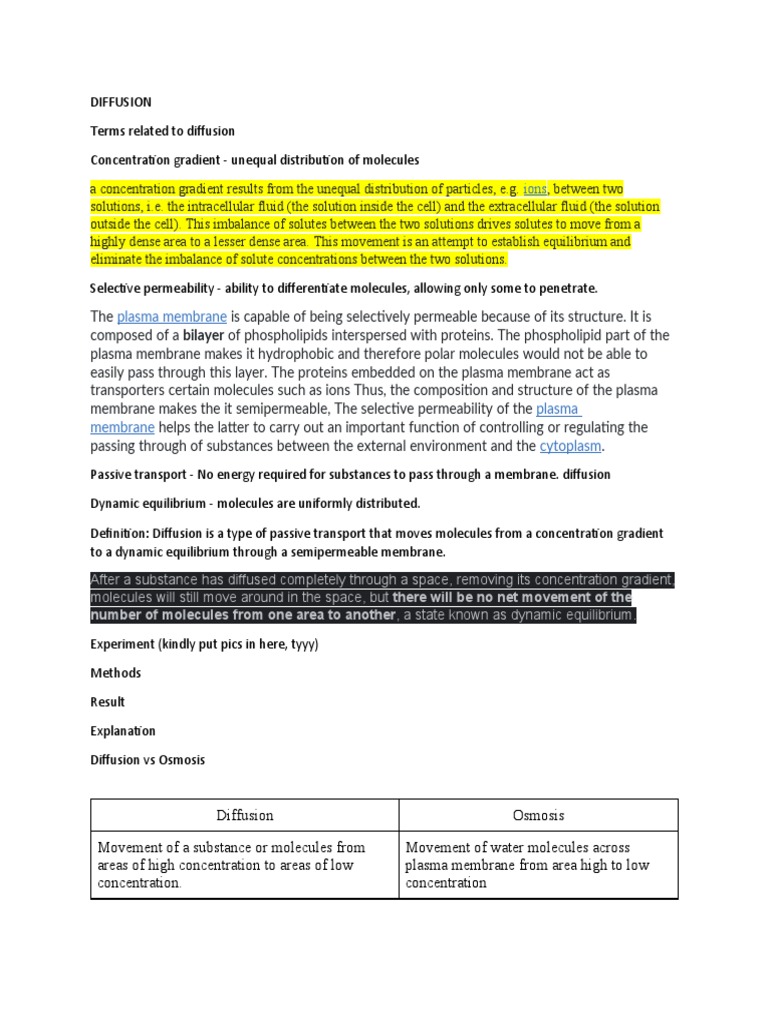 Diffusion | PDF | Cell Membrane | Diffusion
