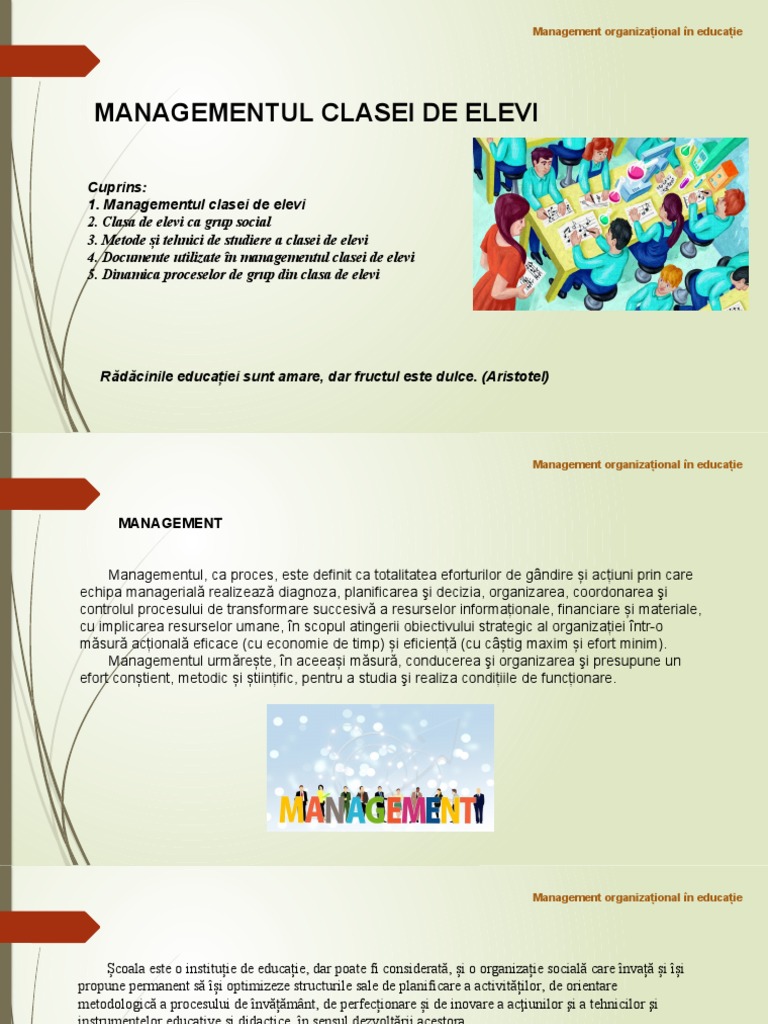 Curs 1 - Managementul Clasei Cu Aplicatii | PDF