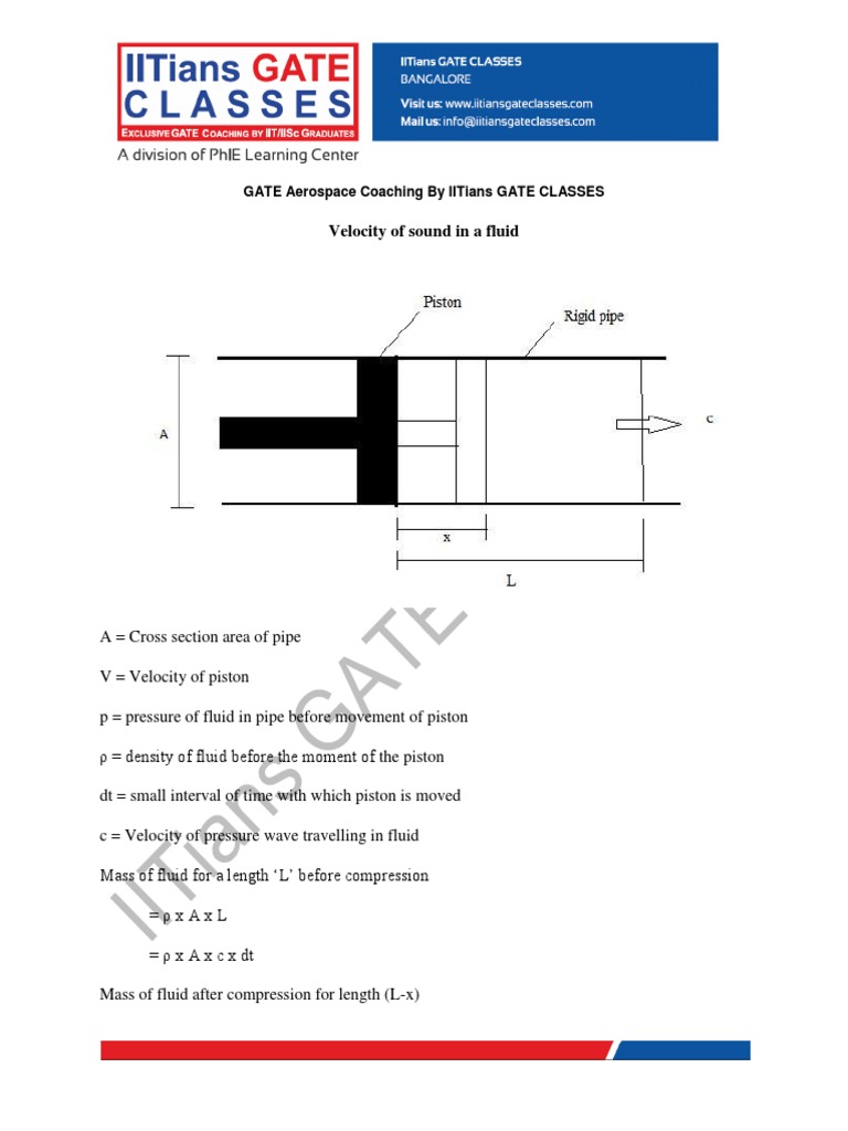 Velocity of Sound in Fluids and Compressible Flow Analysis | PDF ...