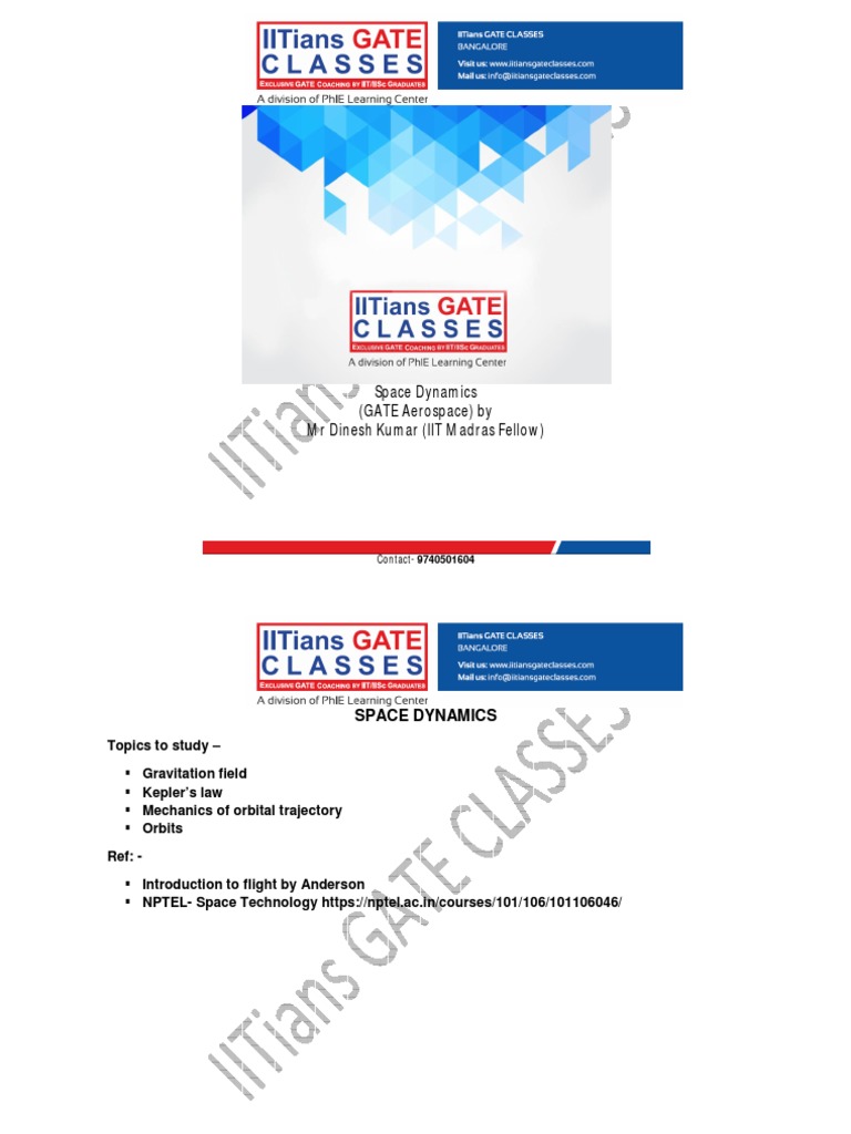 Igc - Gate - Aerospace - Space Dynamics | PDF | Orbit | Applied And Interdisciplinary Physics