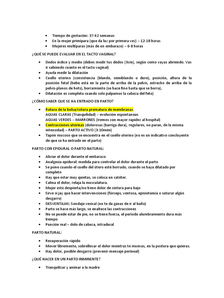Tacto vaginal y parto: guía esencial | PDF | Parto | El embarazo