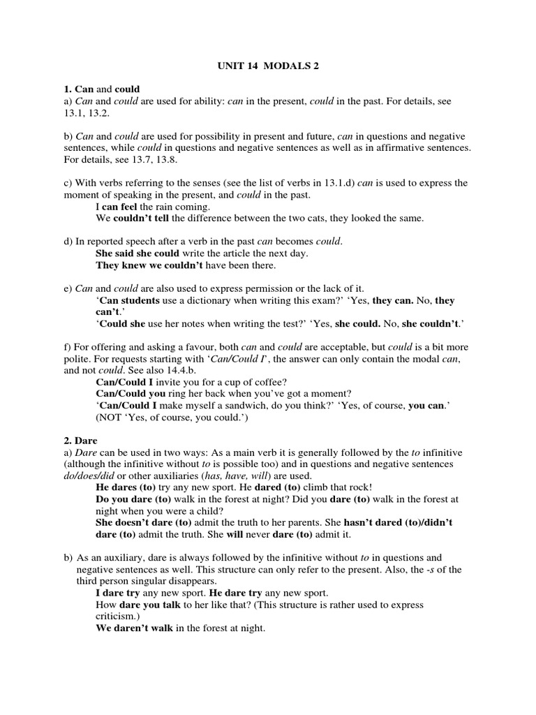 14 Modal 2 | PDF | Verb | Human Communication