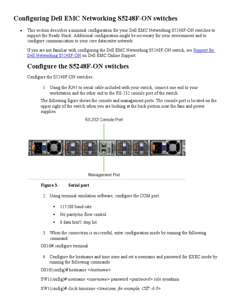 Configuring Dell EMC Networking S5248F-On Switches | PDF | Network Switch | Computer Network