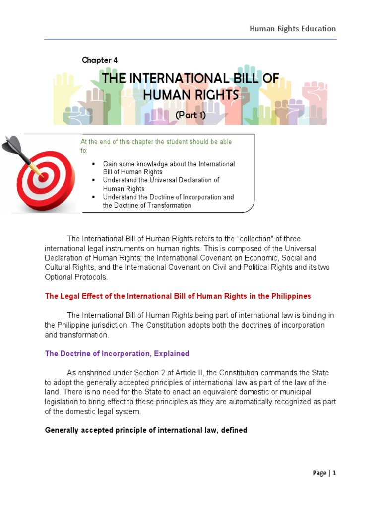 Chapter 4 - The International Bill of Human Rights (Part 1) | PDF ...