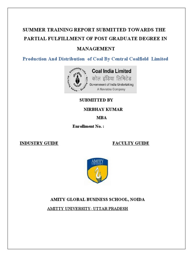 Summer Training Report | PDF | Coal Mining | Coal