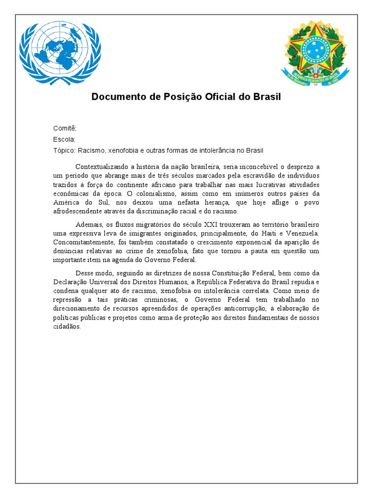 Documento de Posição Oficial Do Brasil | PDF