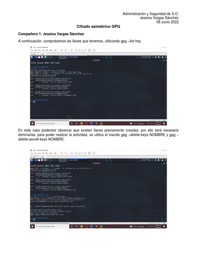 Cifrado Asimétrico GPG - Vargas Sánchez Jessica | PDF | Cifrado | Criptografía de clave pública