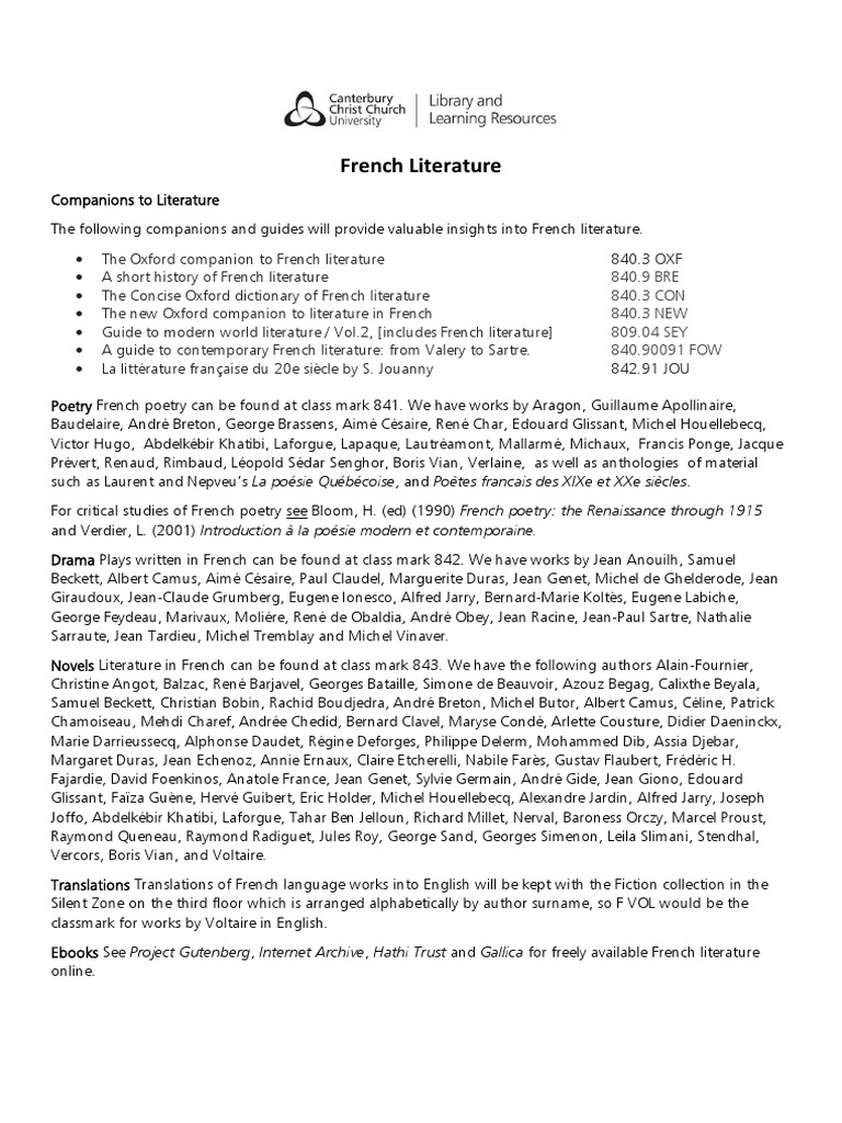 Essential Guides to French Literature | PDF | French Poetry | French ...