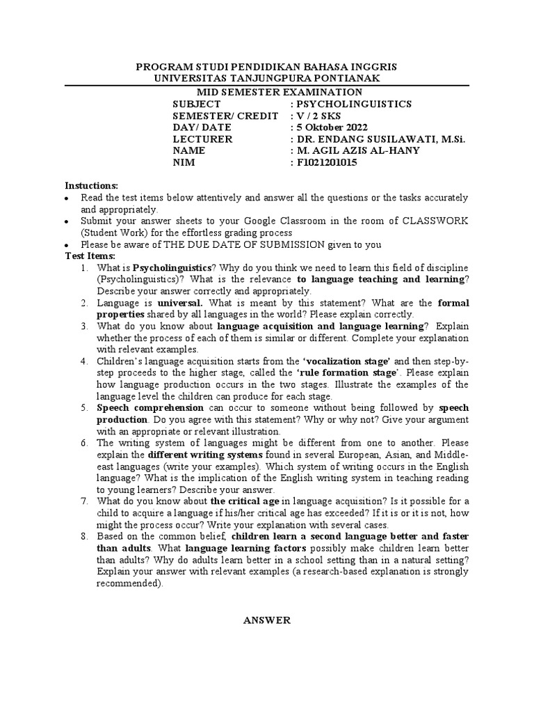 Muhammad Agil Azis Al-Hany - F1021201015 - MID | PDF | Language ...