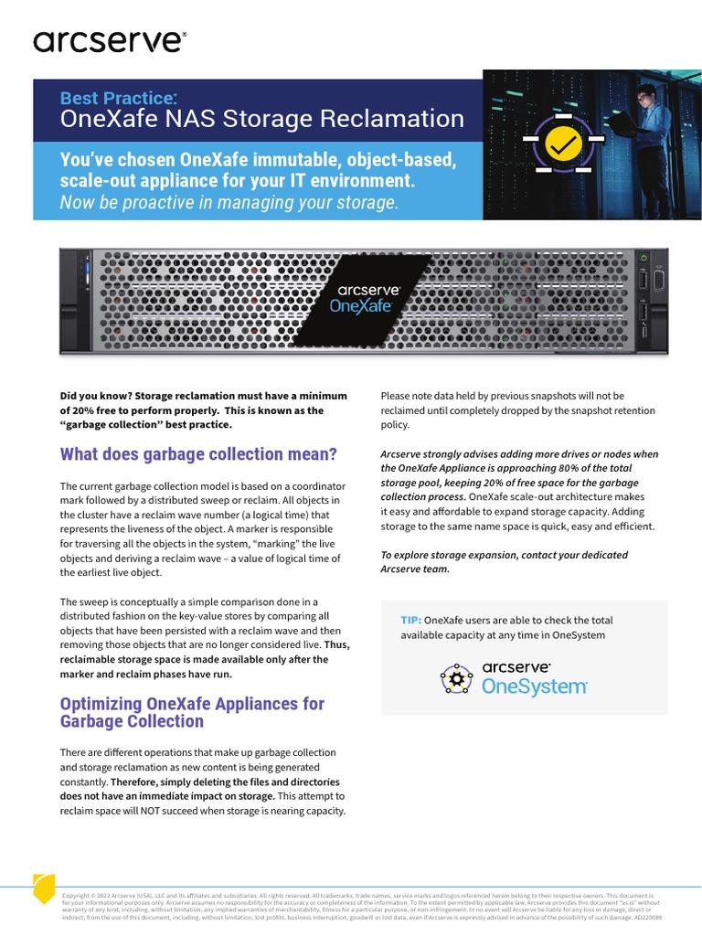 Onexafe Storage Reclamation Best Practice Pdf Computer Data Storage