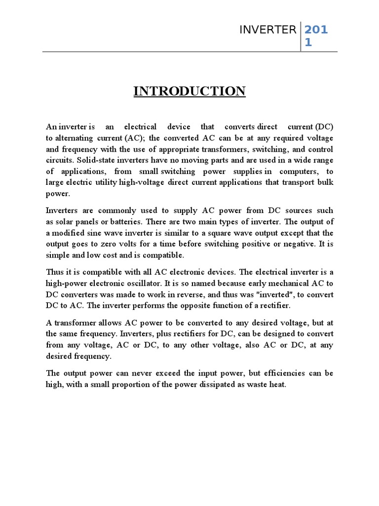 Inverter Project | PDF | P–N Junction | Power Inverter